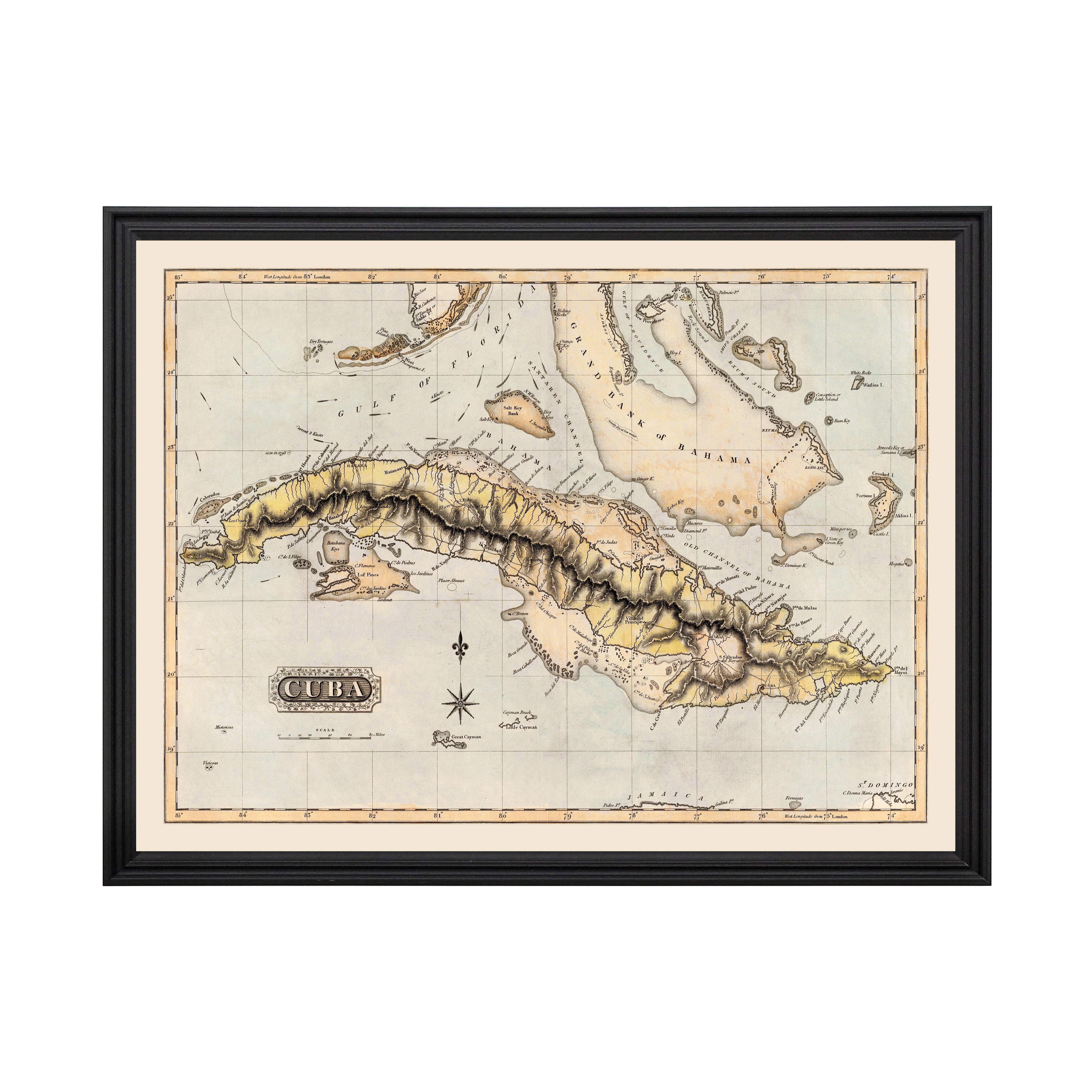 Cuba Map, 1823 Vintage Map of Cuba History Wall Decor Gift, Old Cuba ...