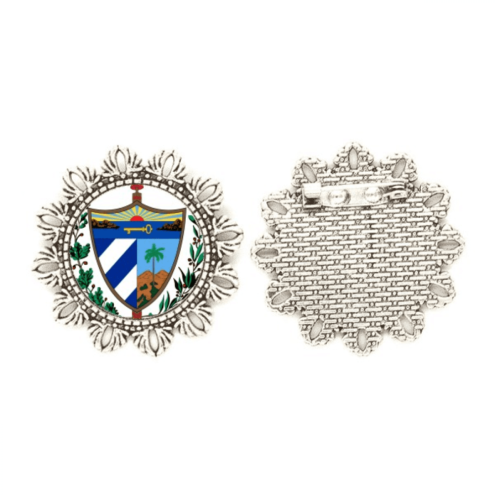 Cuba National Emblem Country Silver Flower Brooch Hook Pin Breastpin ...
