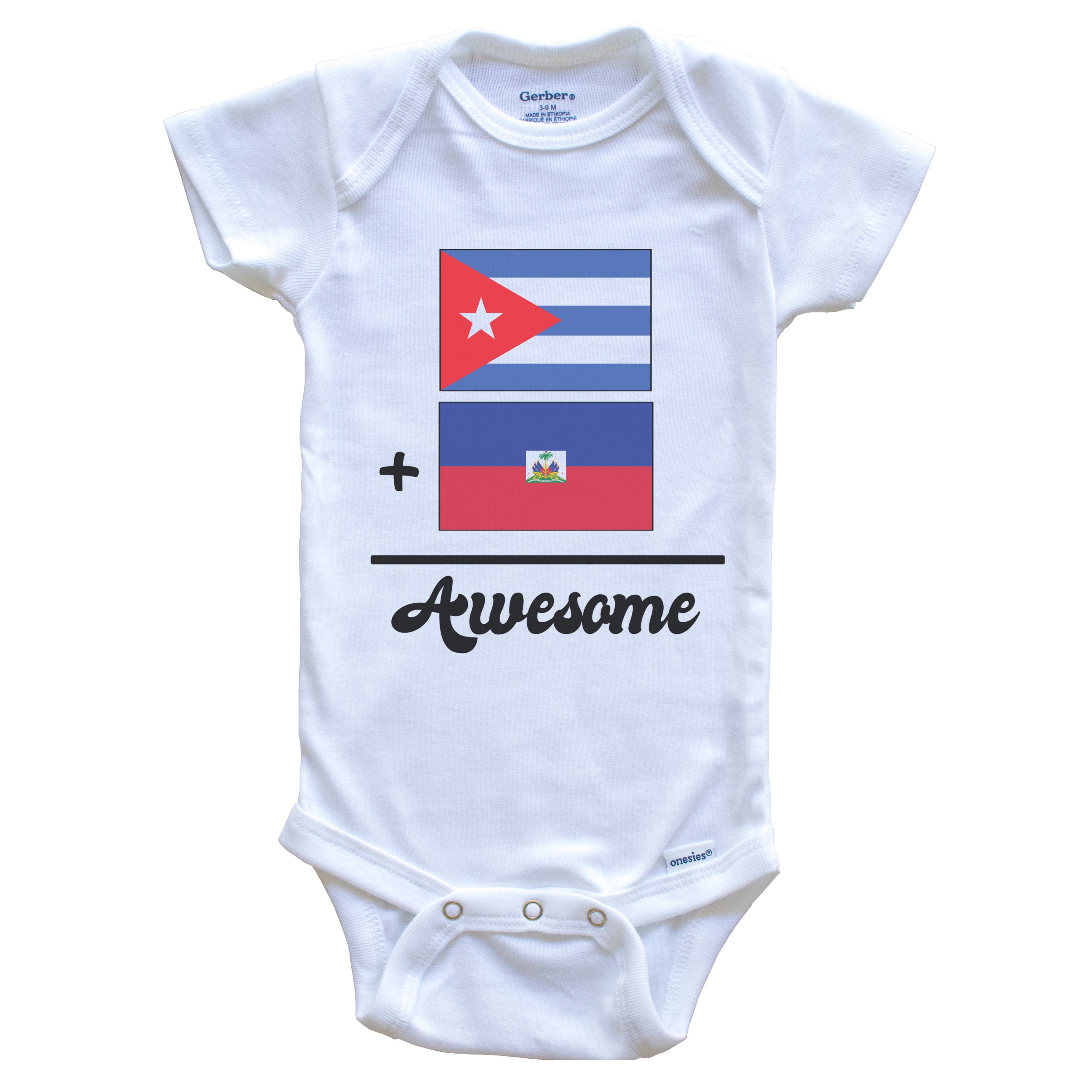 Cuba Plus Haiti Equals Awesome Cute Cuban Haitian Flags Baby Bodysuit ...