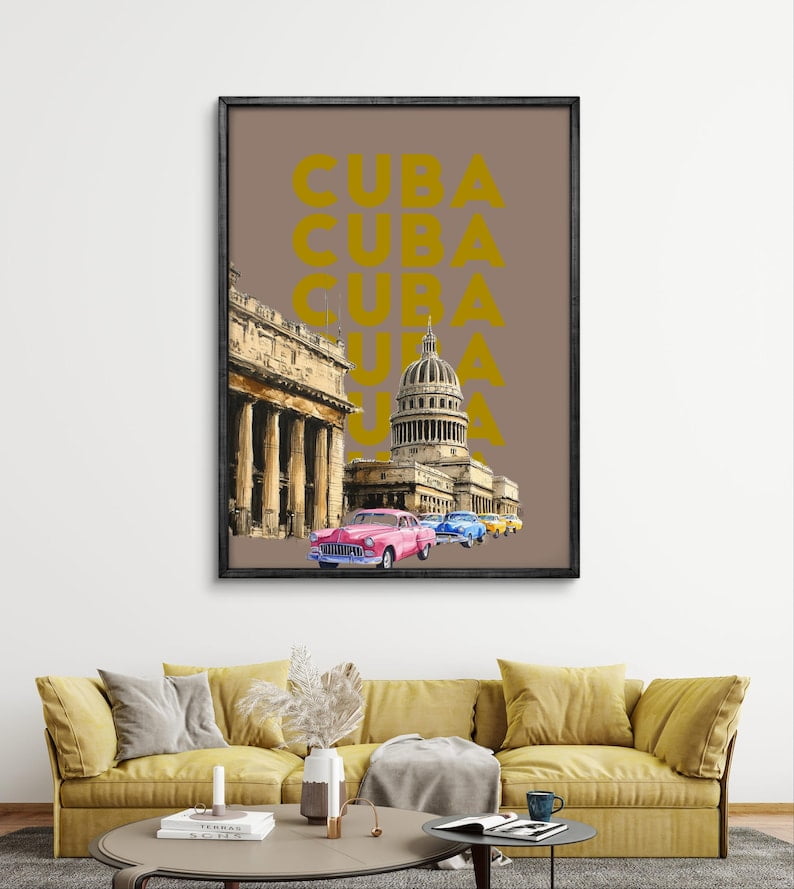 Cuba Poster Havana Wall Art Capitol Vintage Cars Download, Printable ...