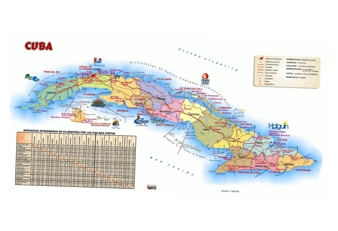 Cuba Tourist Map Poster 16x24 Poster Medium Art Poster 16x24 Unframed ...