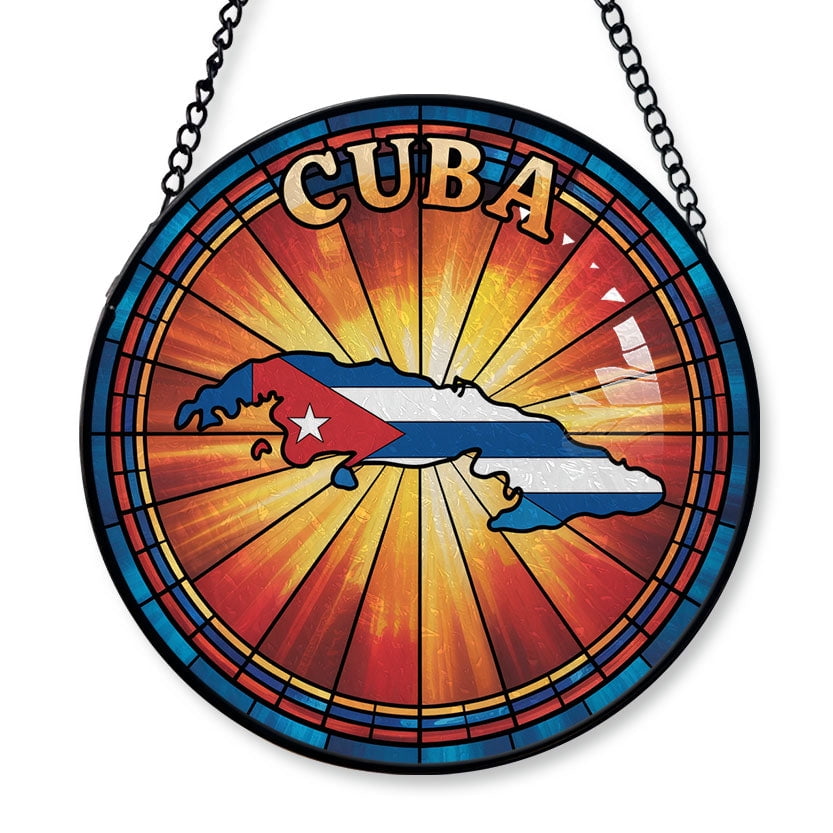 Cuba Travel Decor Suncatcher Stained Glass Window Hanging, Gift for ...