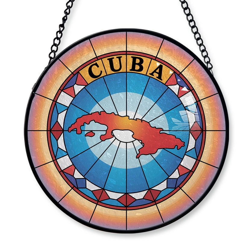 Cuba Travel Decor Suncatcher Stained Glass Window Hanging, Gift for ...