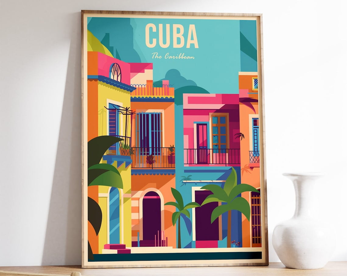 Cuba Travel Poster, Vintage Cuba Poster, Havana Poster, Caribbean ...