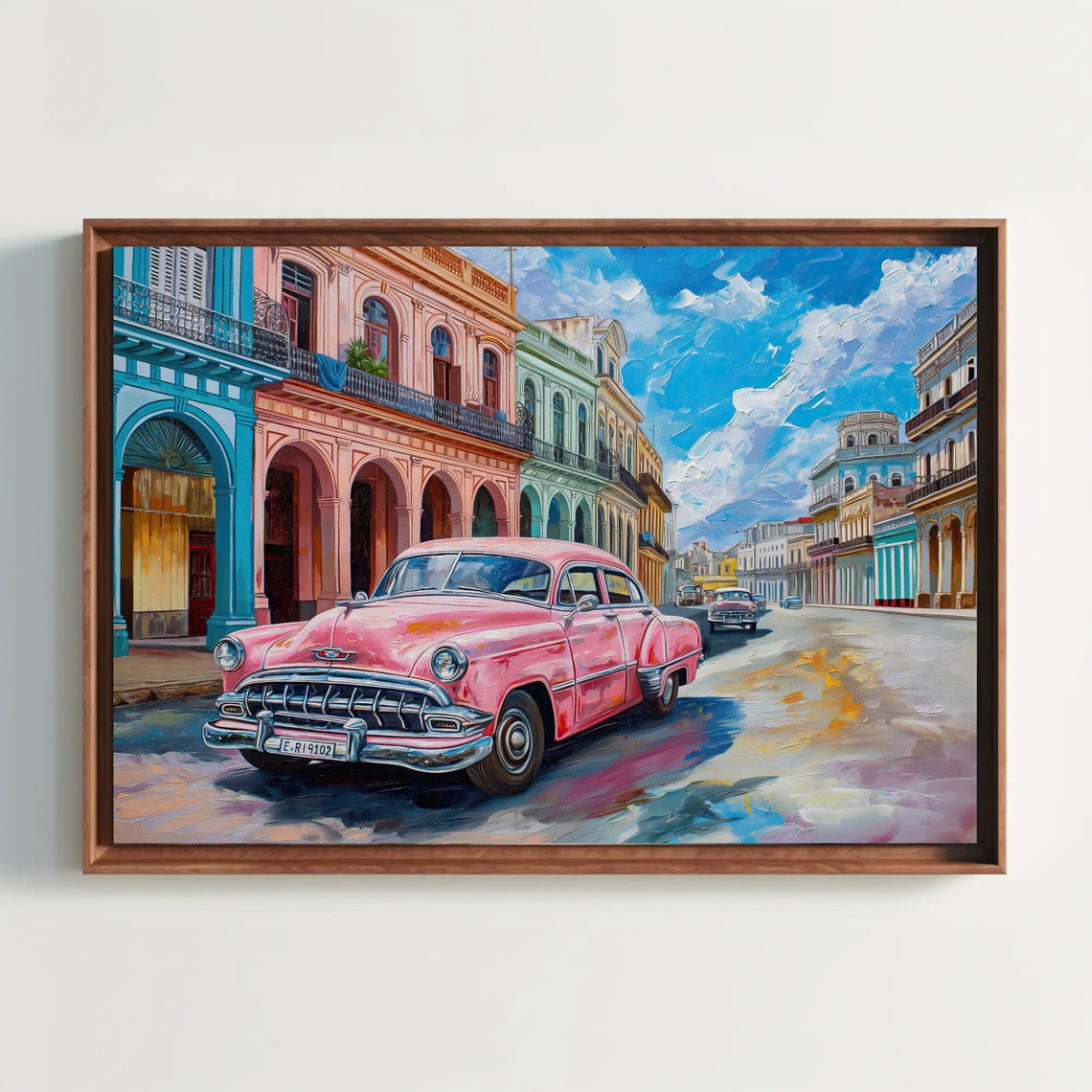 Cuba Wall Art Streets Of Cuba Large Canvas Painting Pink Lada Car Cuban ...