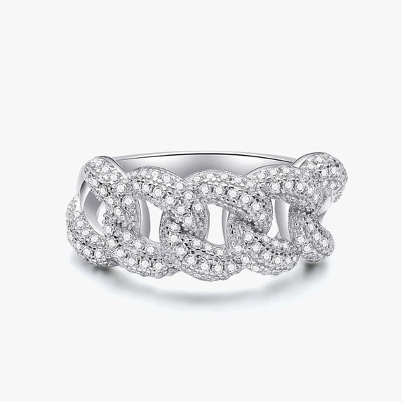 Cuban Chain Link Diamond Band, Half Eternity Diamond Wedding Band ...