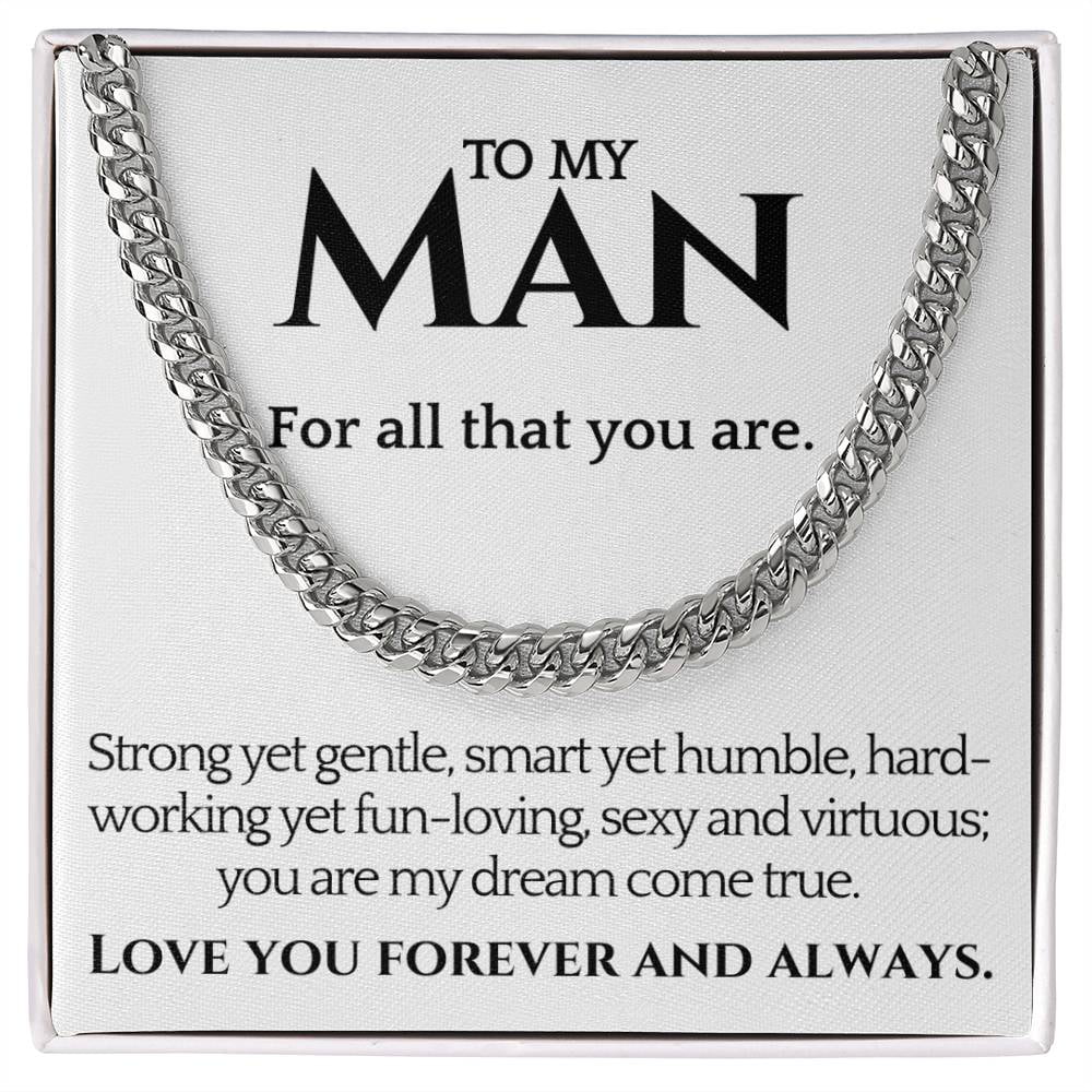 Cuban Chain Link Necklace Gift for Husband or Fiance, Cuban Link Chain ...