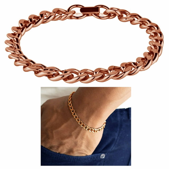 Cuban Chain Link Pure Copper Deluxe Men Women Bracelet Metal Health ...