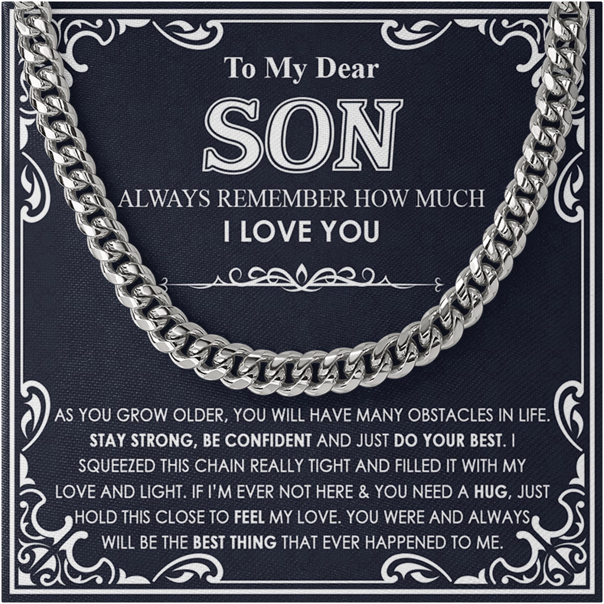 Cuban Chain Necklace for Son from Dad or Mom – Stainless Steel Men ...
