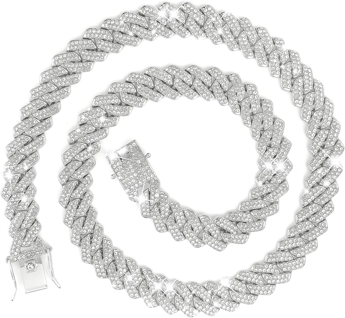 Cuban Chain Necklaces Silver/Gold Cuban Link Chains 14MM Mens Iced Out ...