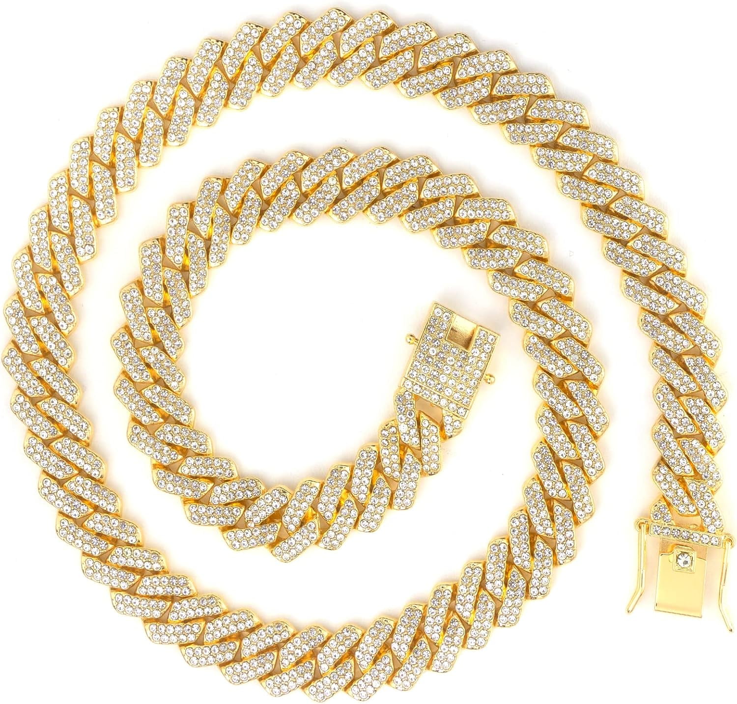 Cuban Chain Necklaces Silver/Gold Cuban Link Chains 14MM Mens Iced Out ...