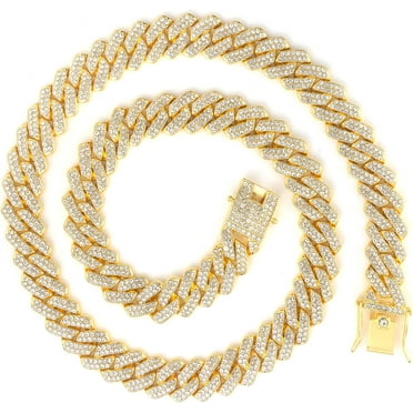 Chunky Cuban Link Curb Chain Necklace For Women Men Dainty 18K Gold ...