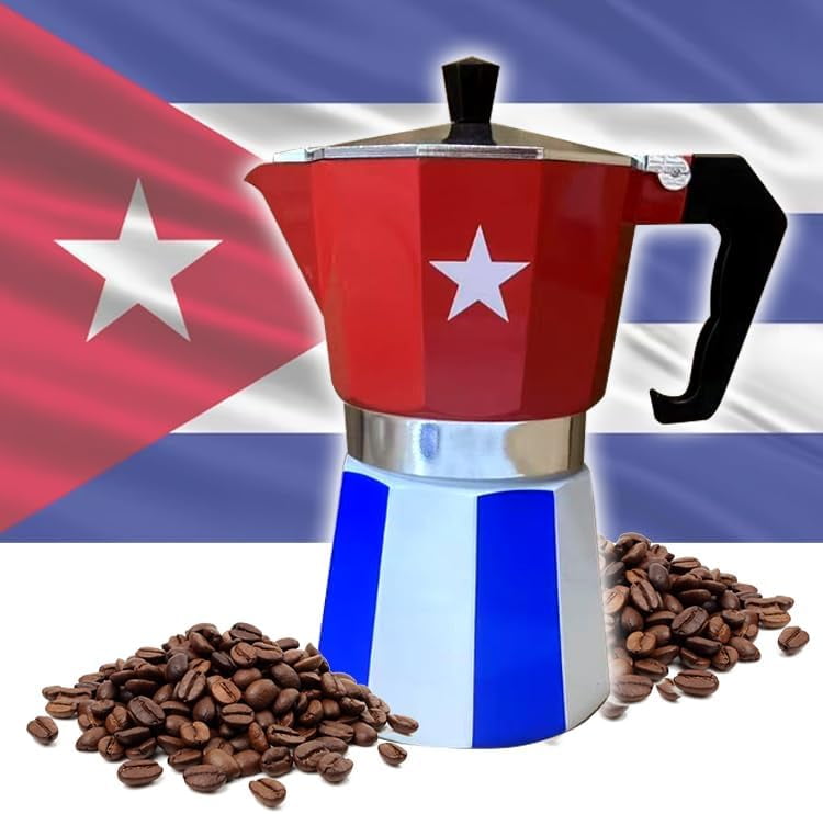 Cuban Coffee Pot Aluminum Moka Pot with Cuba Flag Design | Traditional ...