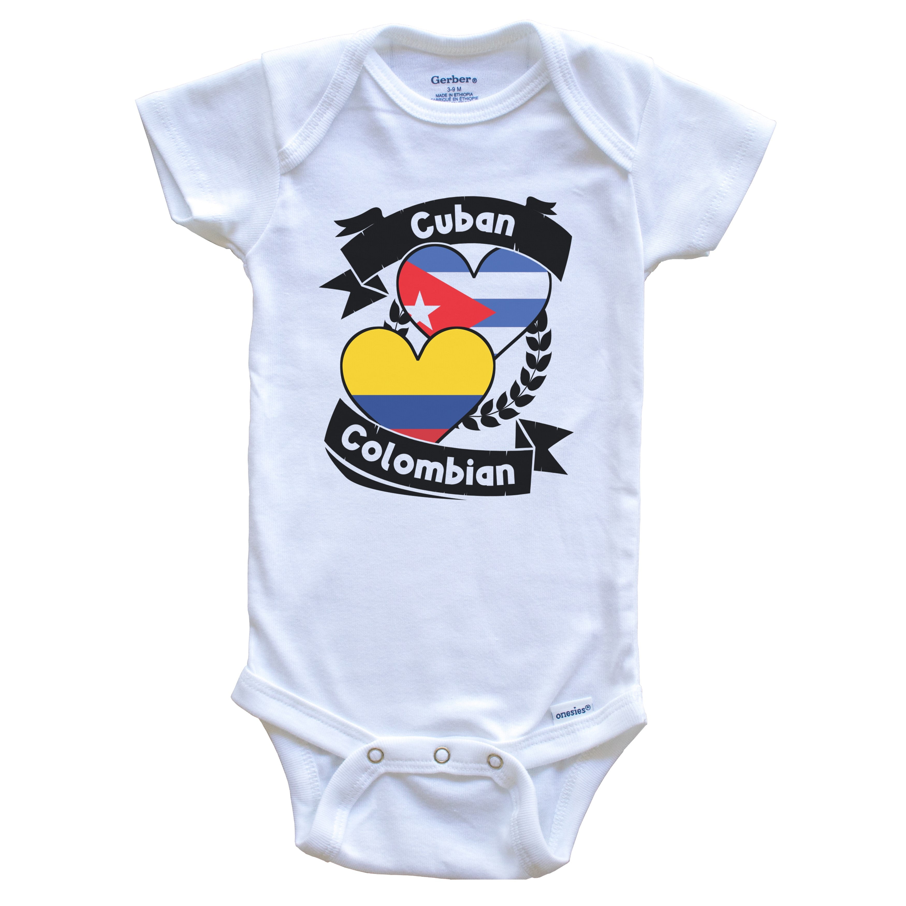 Cuban Colombian Heart Flags Cuba Colombia Baby Bodysuit, 6-9 months ...