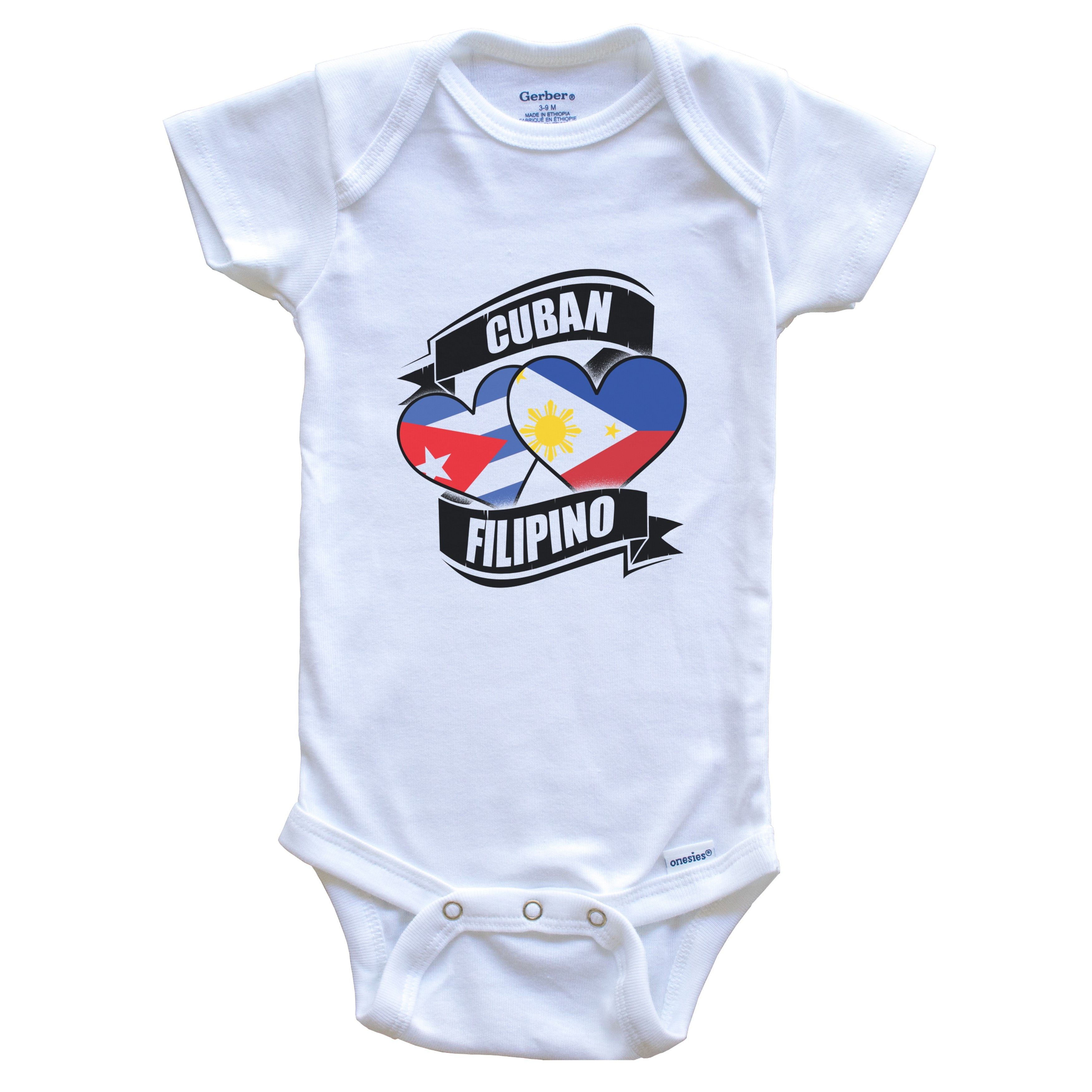 Cuban Filipino Hearts Cuba Philippines Flags Baby Bodysuit, 6-9 Months ...
