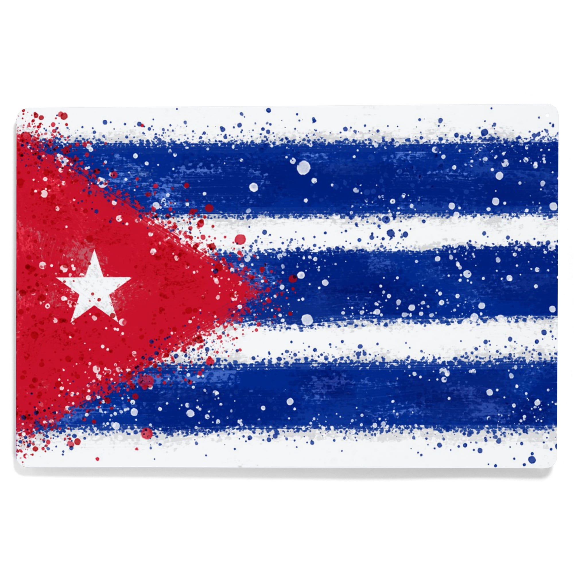 Cuban Flag, Abstract Watercolor Splatter (12x18 Aluminum Art, Indoor ...