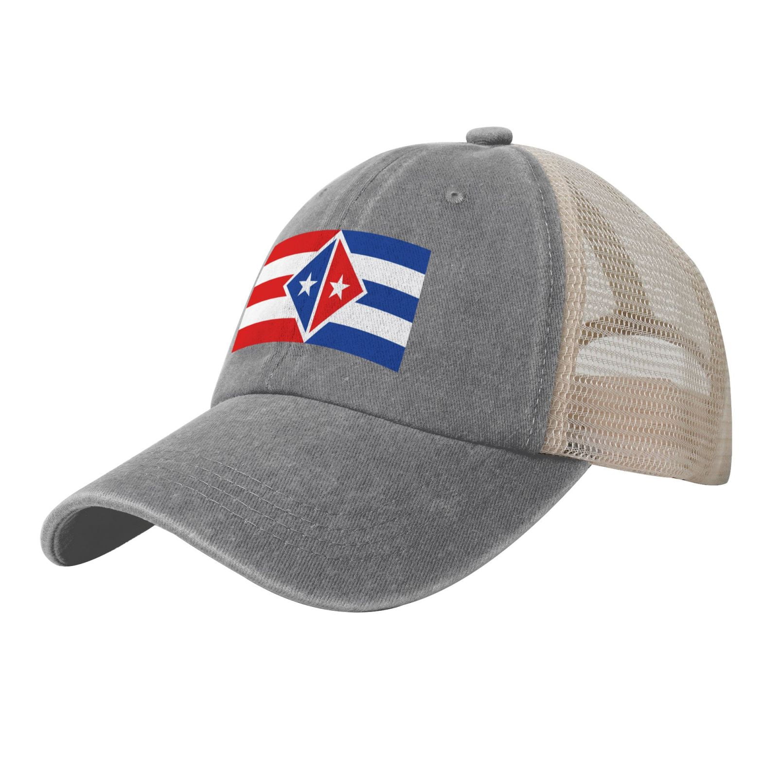Cuban Flag And Puerto Rico Flag Baseball Cap Trucker Hat For Men Women ...