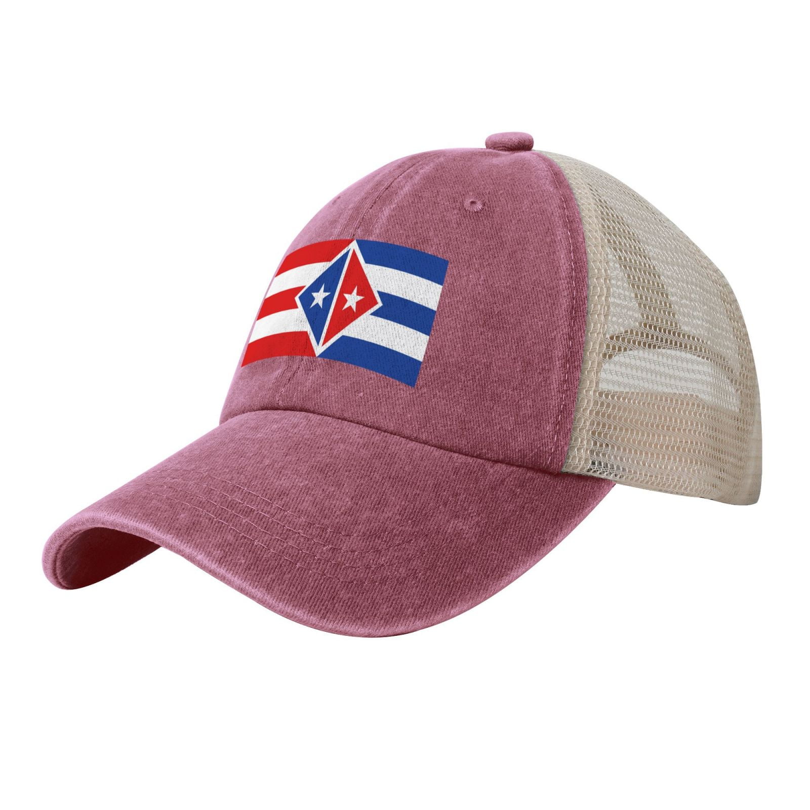 Cuban Flag And Puerto Rico Flag Baseball Cap Trucker Hat For Men Women ...