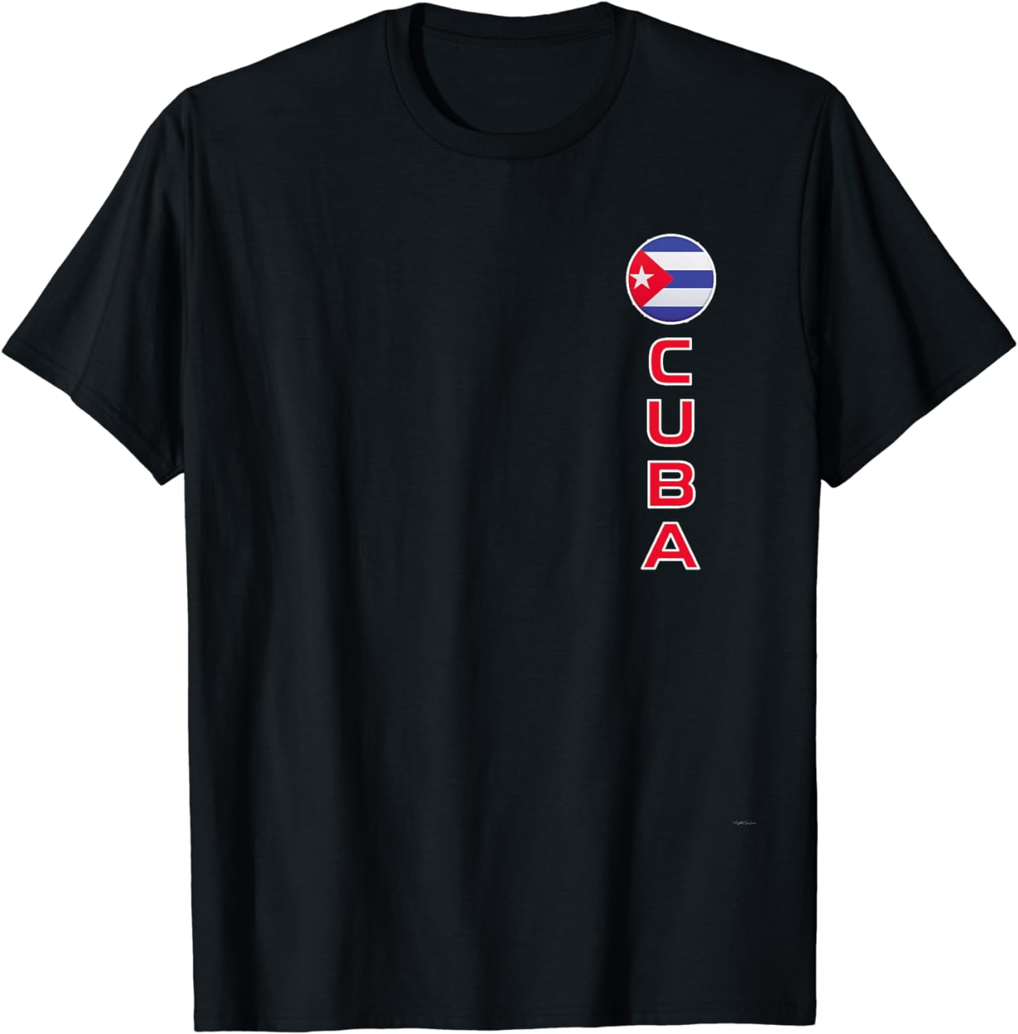 Cuban Flag Round Pocket and Modern Easy Read Vertical Cuba T-Shirt ...