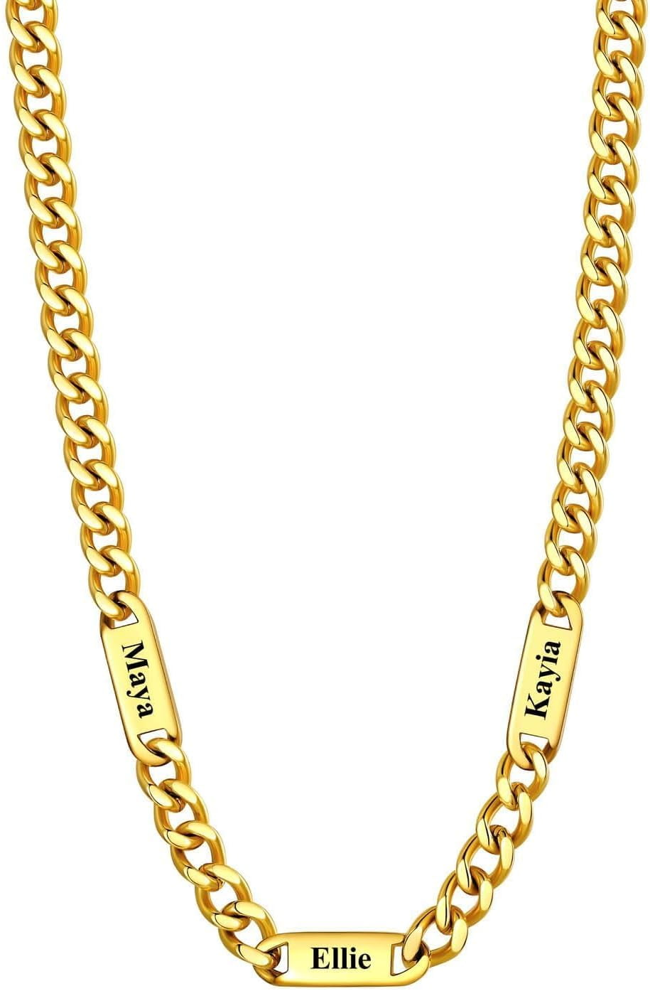 Cuban Link Chain Custom Name Necklace for Men, Stainless Steel/Black ...