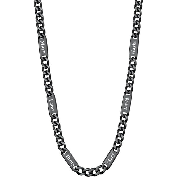 Cuban Link Chain Custom Name Necklace for Men, Stainless Steel/Black ...