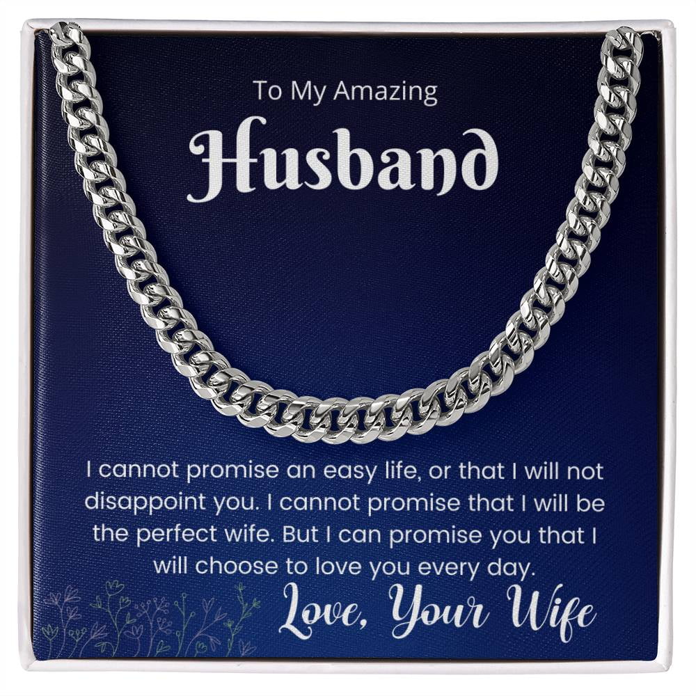 Cuban Link Chain Gift For Husband - I Love You Every Day Necklace ...