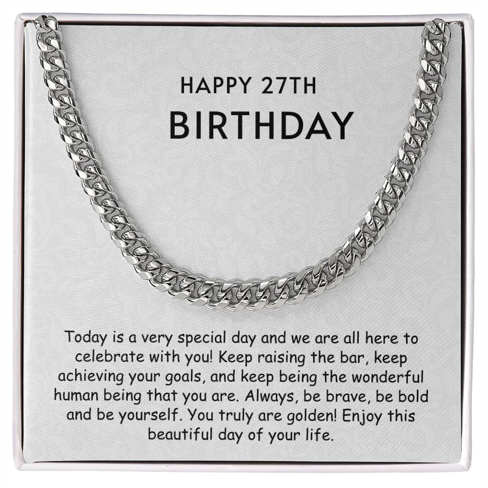 Cuban Link Chain - Happy 27th Birthday - Walmart.com