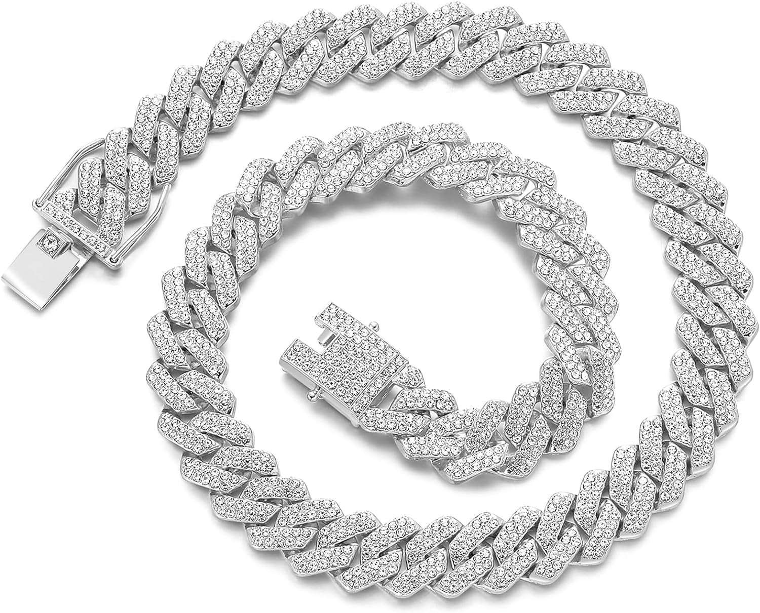 Cuban Link Chain Mens Iced Out Miami Cuban Necklace Cubic Zirconia 16 ...