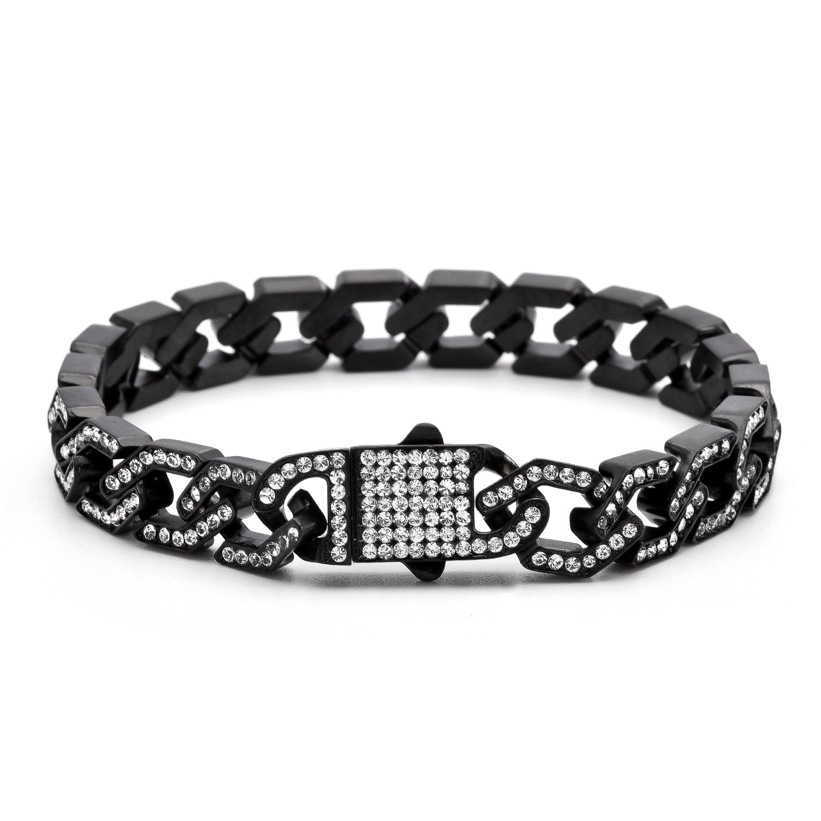 Cuban Link Chain Miami Cuban Necklace Bracelets18K Black Diamond Cut ...