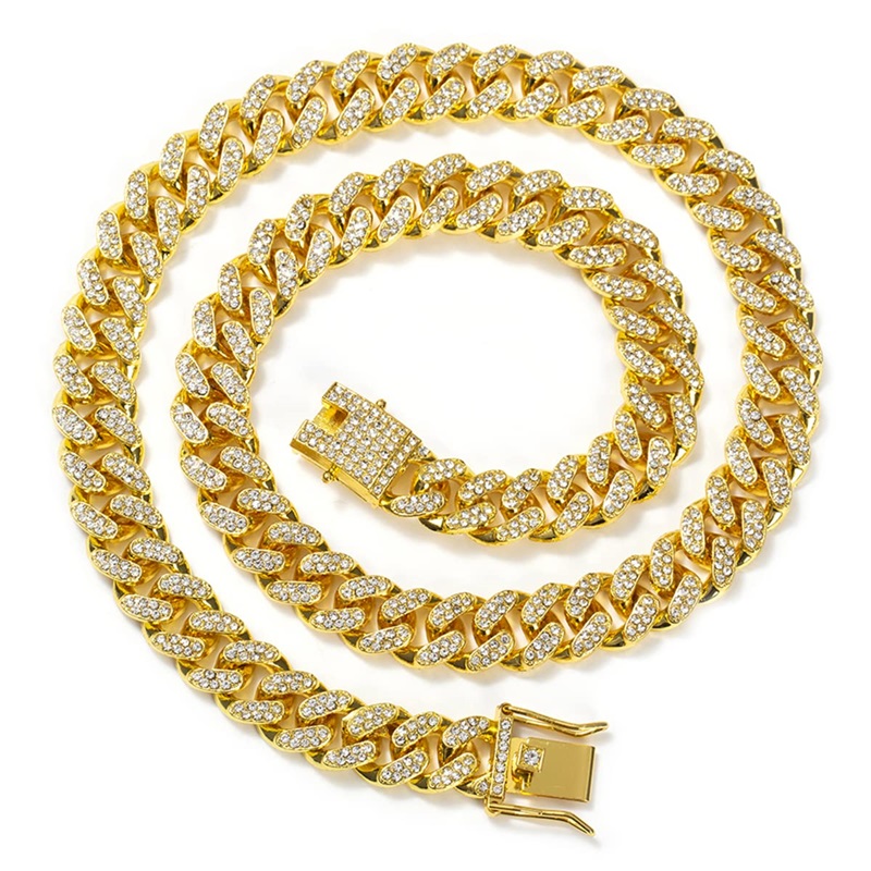 Cuban Link Chain Miami Cuban Necklace Gold Silver Plated Diamond Cut Cuban Link Chain Miami Cuban Necklace Gold Silver Plated Diamond Cut
