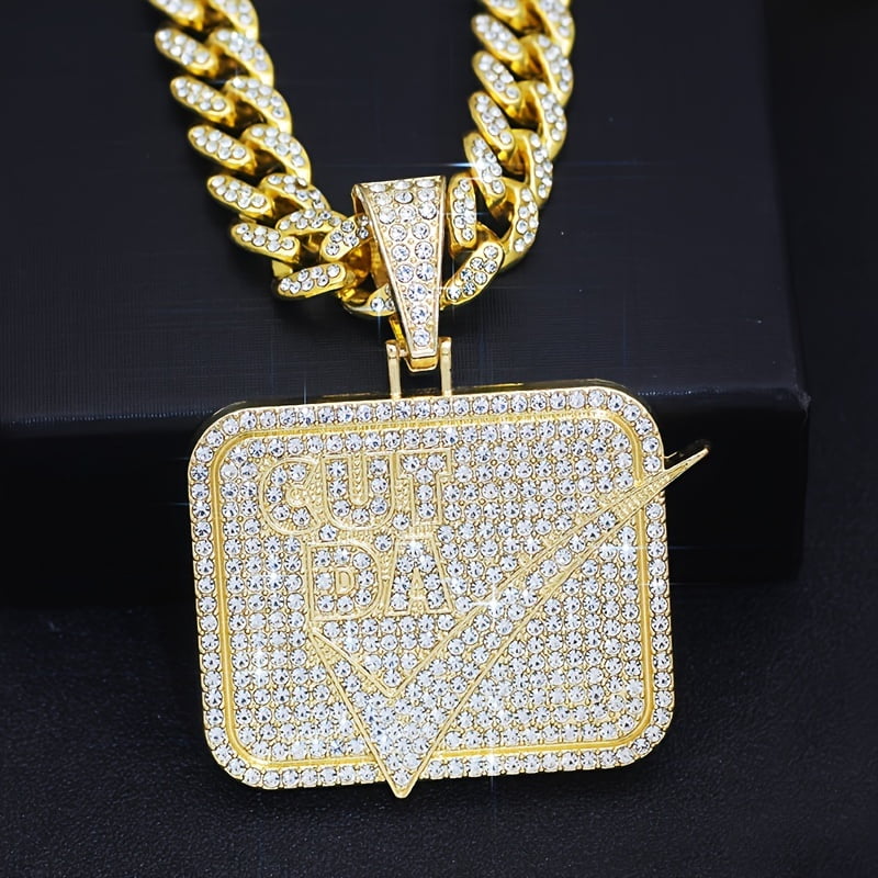 [Cuban Link Chain Nameplate Pendant] A Shiny Nameplate Pendant With A ...