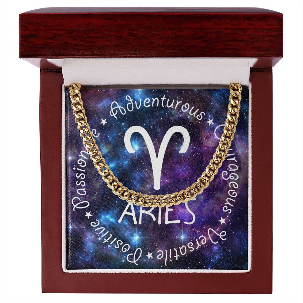 Cuban Link Chain Necklace - Aries Theme, Cuban Link Chain, Stainless ...