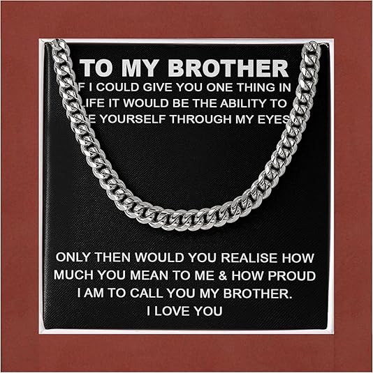 Cuban Link Chain Necklace for Brother from Sister with Message Card and ...
