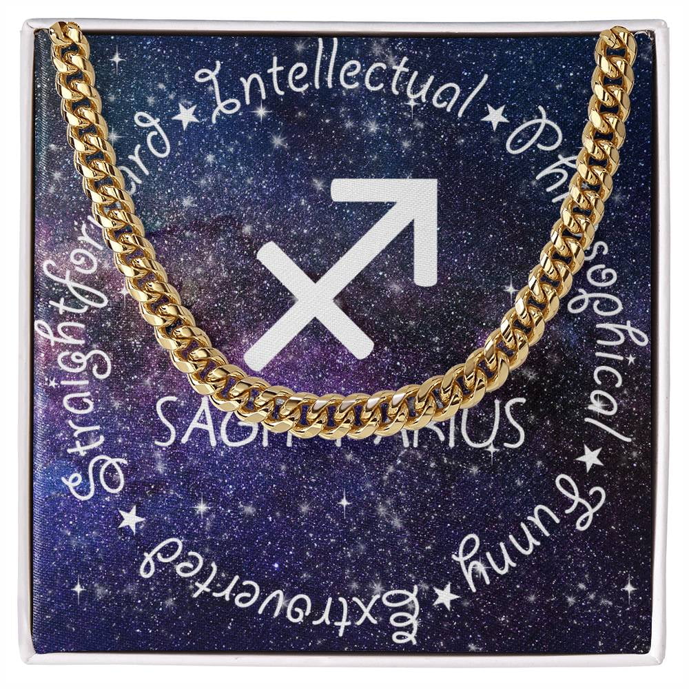 Cuban Link Chain Necklace - Sagittarius Theme, Cuban Link Chain ...