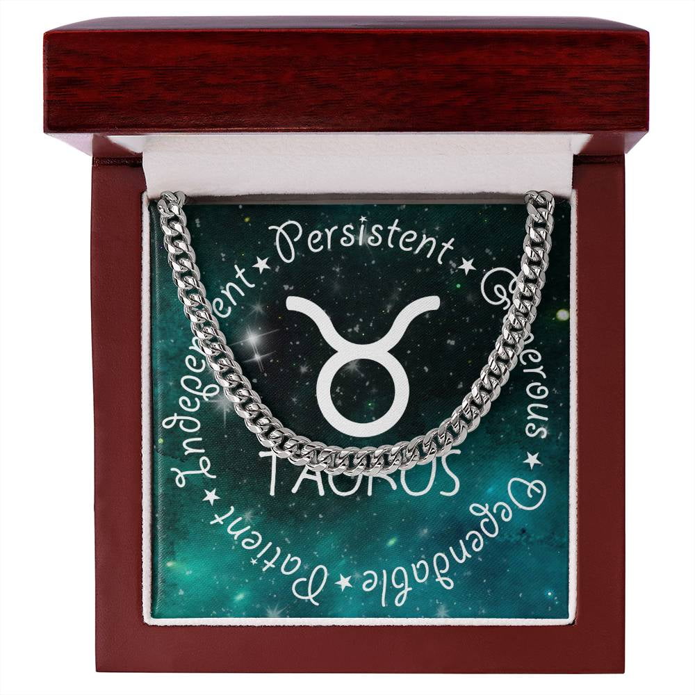 Cuban Link Chain Necklace - Taurus Theme, Cuban Link Chain - Stainless ...
