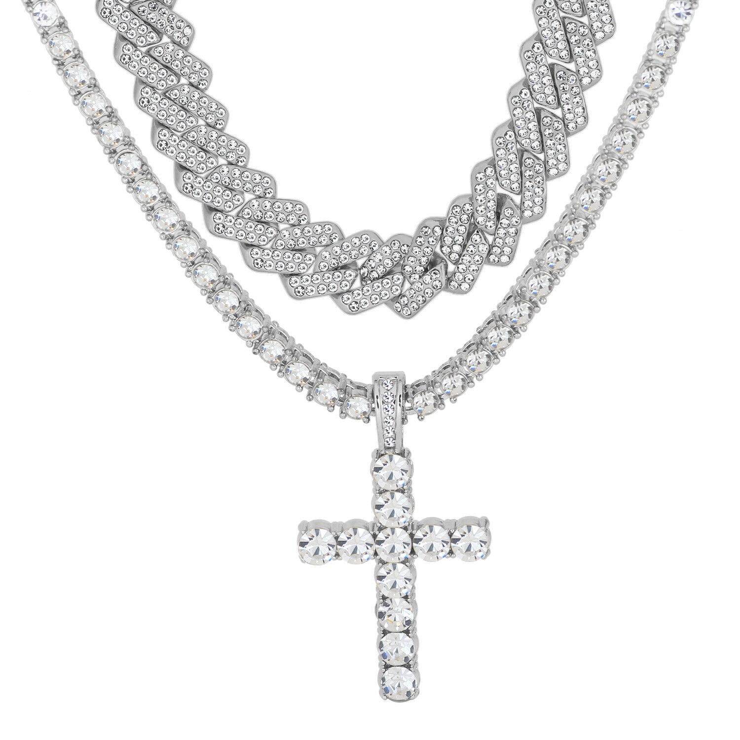 Cuban Link Chain for Men Women Cross Necklace for Men women Iced Chain ...