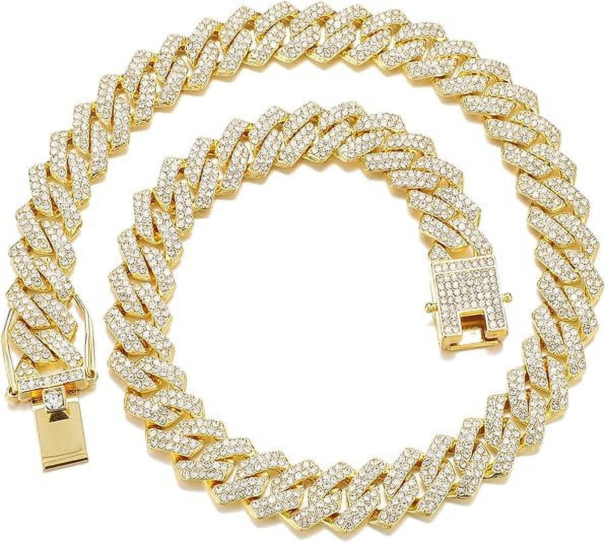 Cuban Link Chain for Men Women Iced Out Silver/Gold/Rose Gold Miami ...