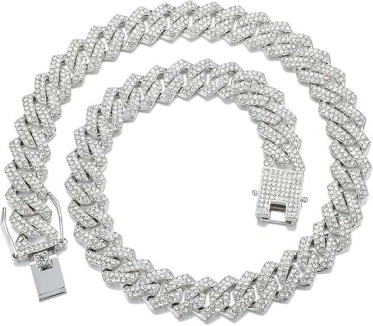 Cuban Link Chain for Men Women Iced Out Silver/Gold/Rose Gold Miami ...