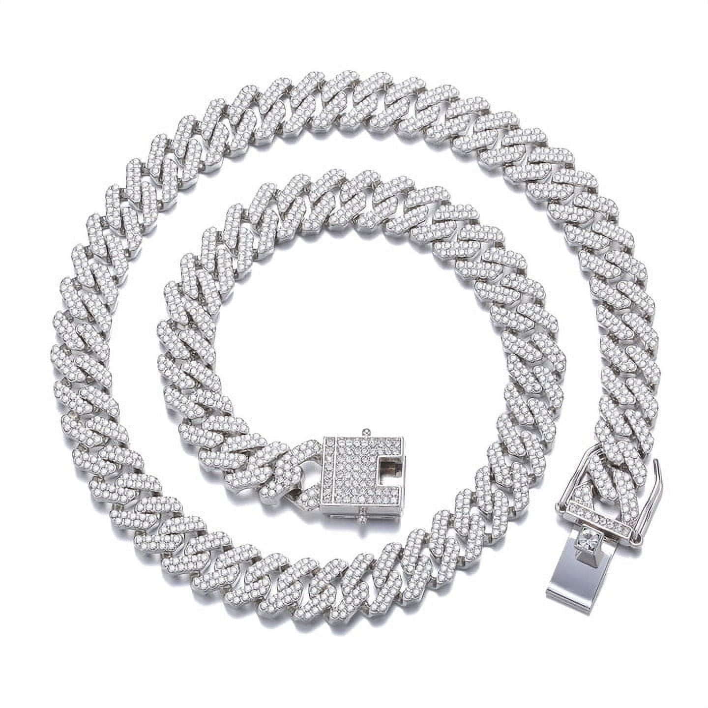 Cuban Link Chain for Mens, Iced Out Miami Cuban Necklace Bling Diamond ...