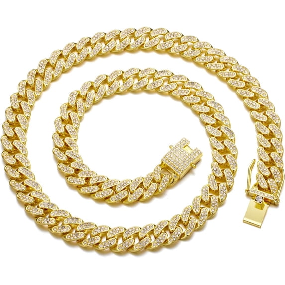 Cuban Link Chain for Women Miami Cuban Necklace 8mm 13mm Mens Iced Out ...