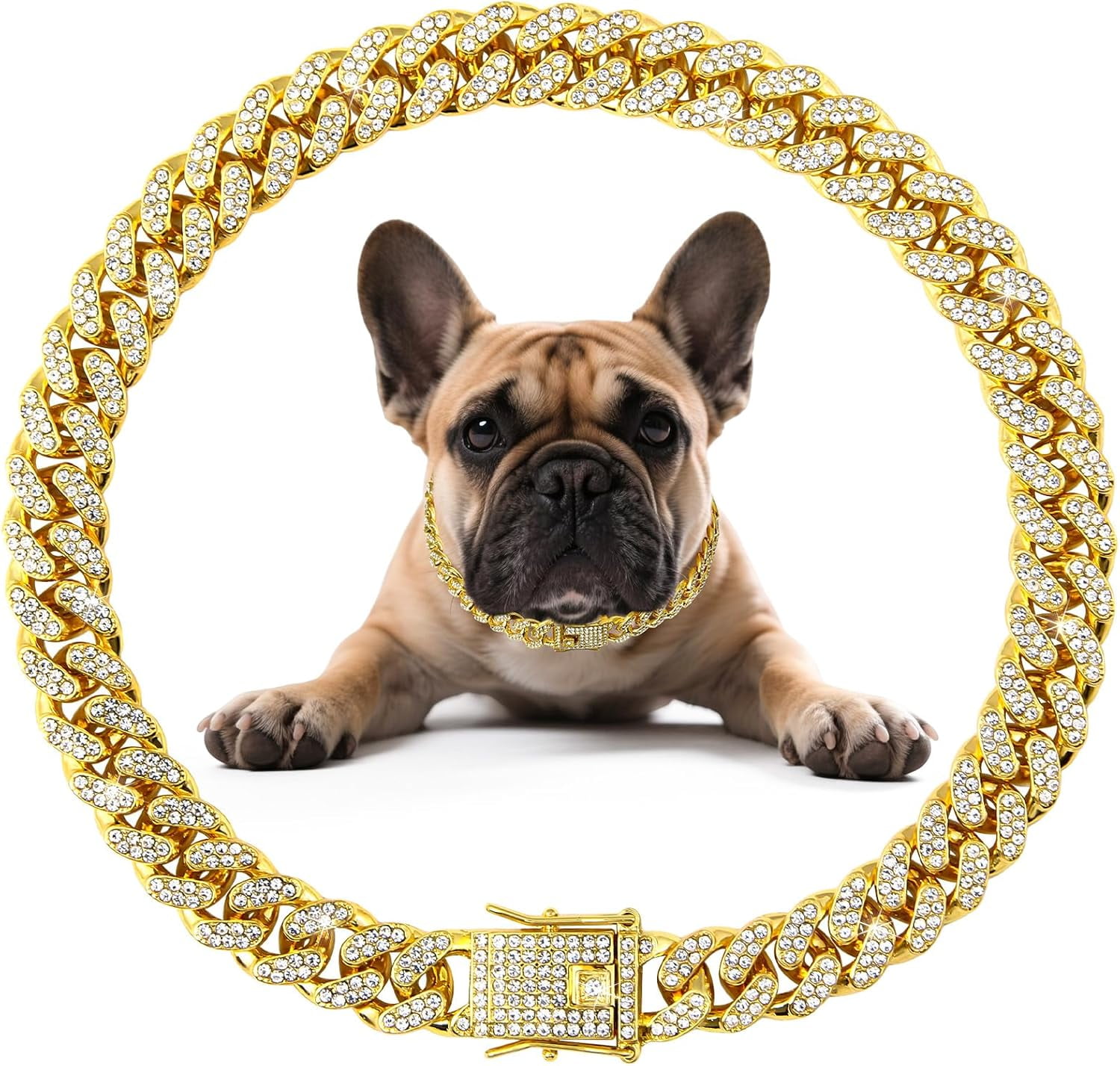 Cuban Link Necklace Chain with Design Secure Buckle Pet Accessories for ...