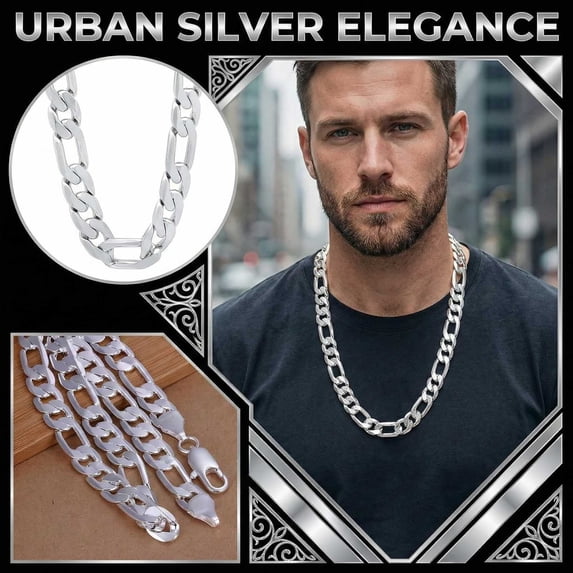 Cuban Link Necklace for Men, 12MM Electroplated Silver Chain with 3:1 ...
