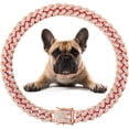 Cuban Link Rose Glod Necklace Chain with Design Secure Buckle Pet ...