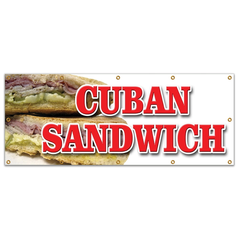 Cuban Sandwich Banner 48" X 120" Heavy Duty 13 Oz Vinyl Banners with ...