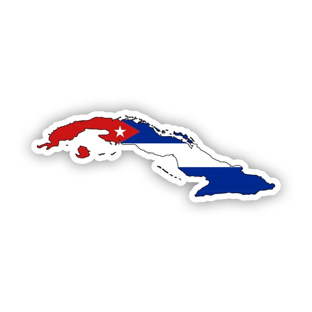 Cuban Shaped Cuba Flag Sticker Decal - Self Adhesive Vinyl ...