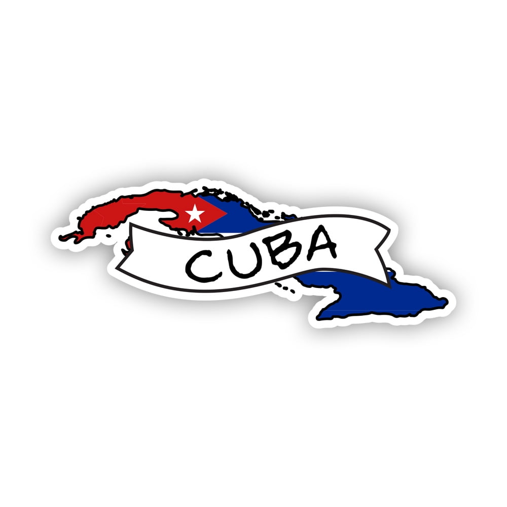 Cuban Shaped Cuba Flag Sticker Decal - Self Adhesive Vinyl ...