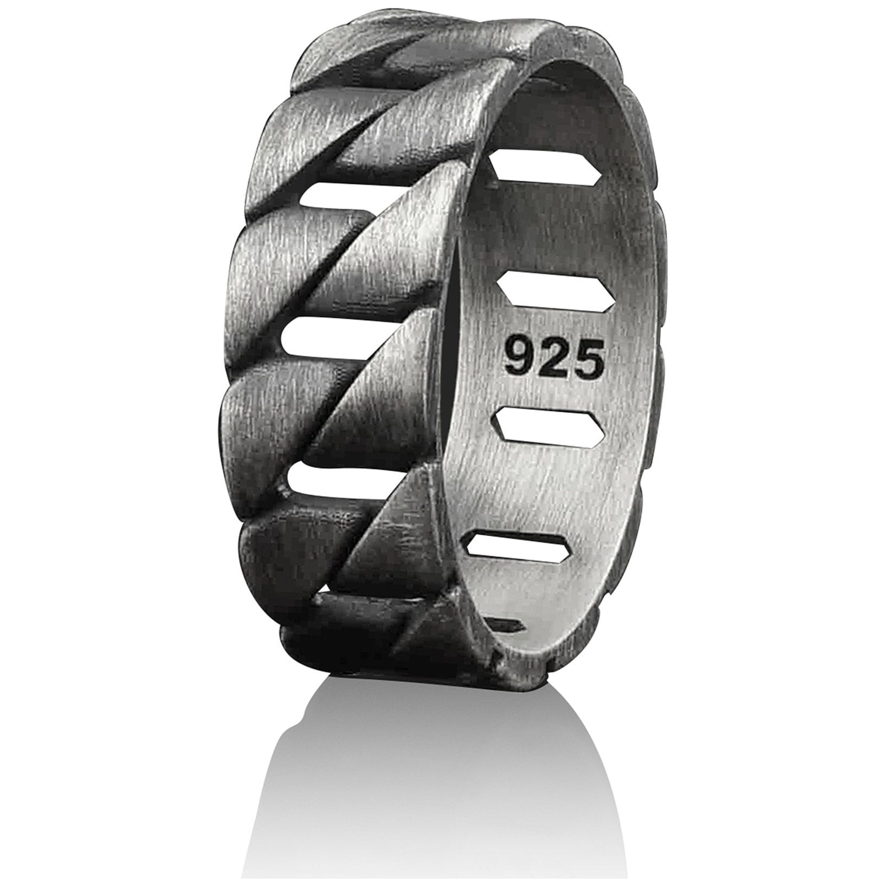 Cuban Wedding Band Ring For Men in Sterling Silver, Cuban Chain Wedding ...