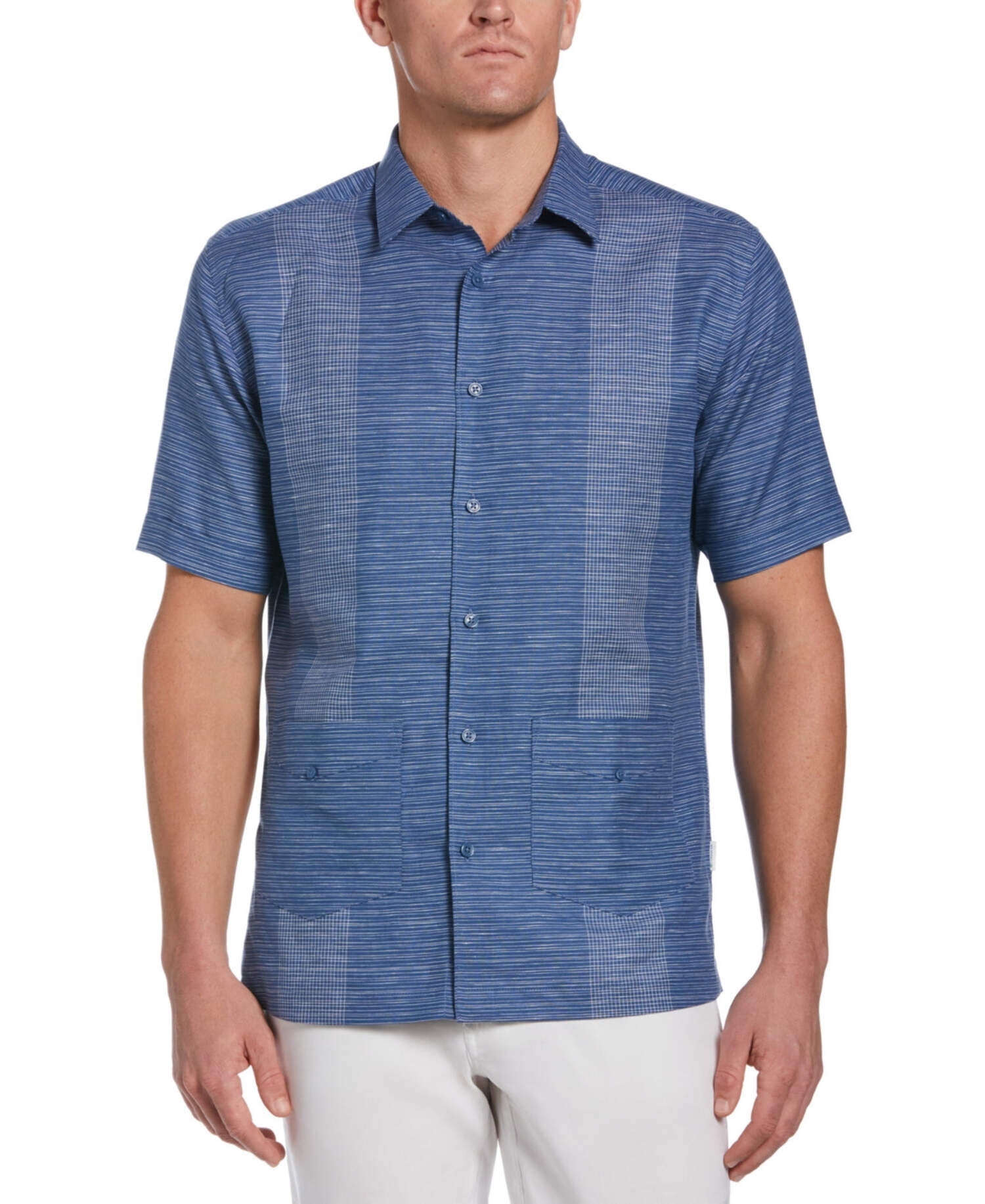 Cubavera Men's Guayabera Yarn-Dyed Striped Shirt Blue Size S - Walmart.com