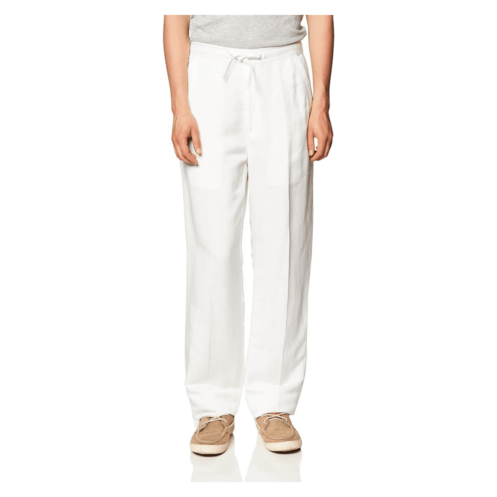 Mens Cubavera Solid Drawstring Elastic Linen Pants - Walmart.com
