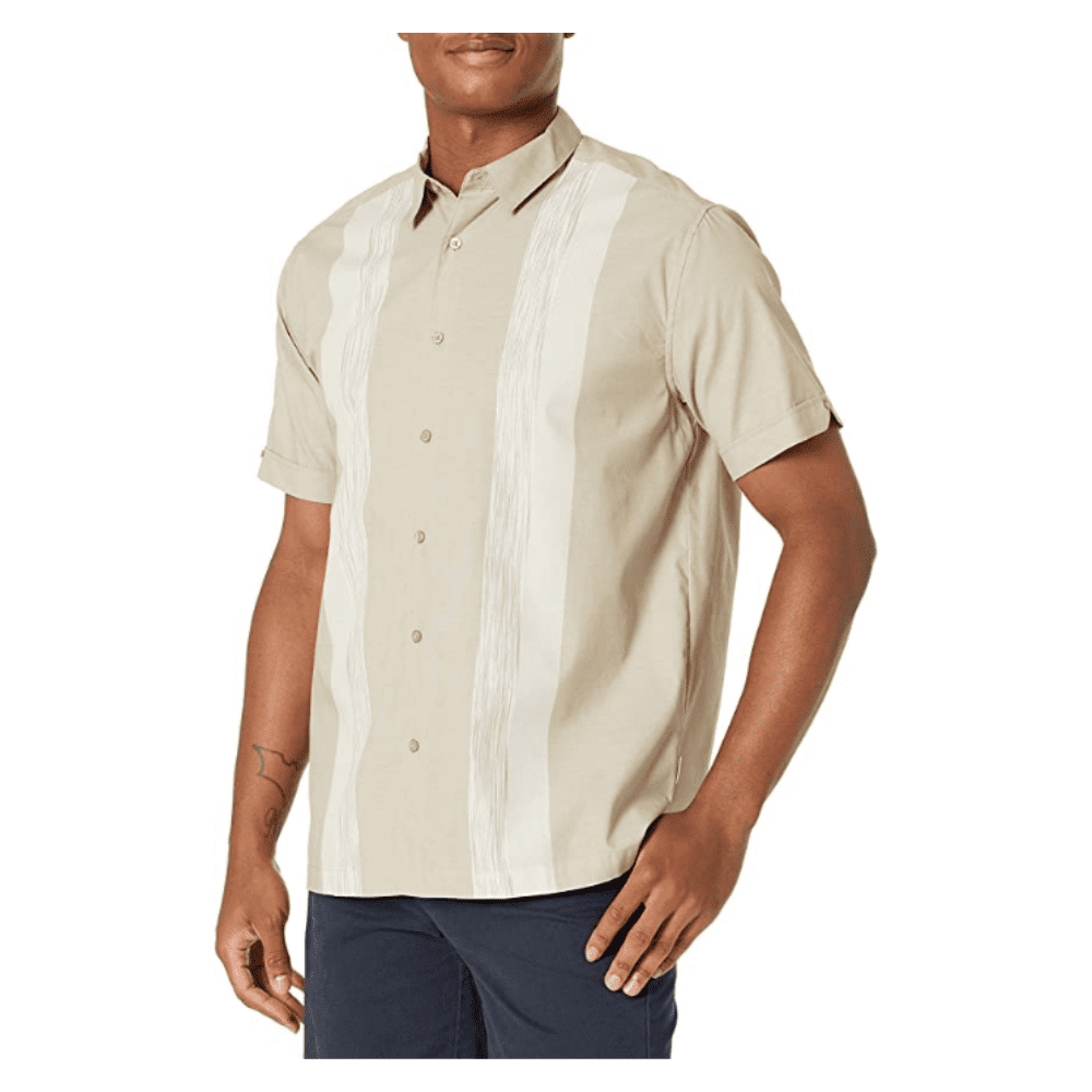 Cubavera Men's Short Sleeve C/Rt Y/D Panels Shirt, Chinchilla, Medium ...